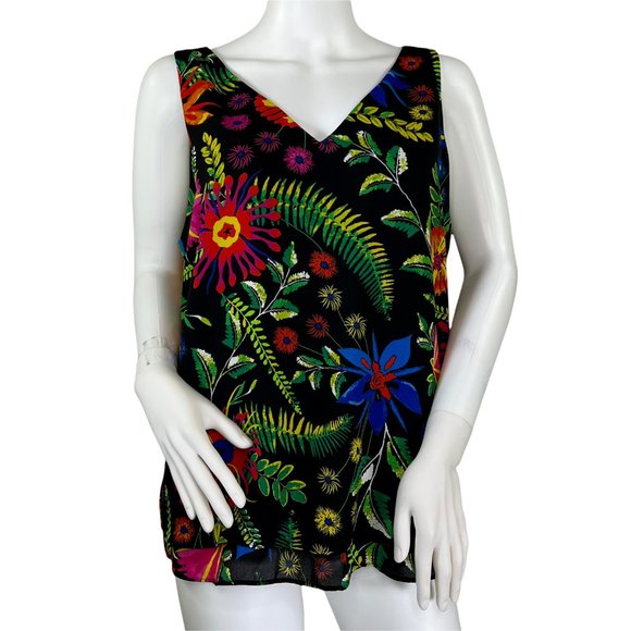 Violet & Claire | Tops | Violet Claire Black Colorful Floral V Neck ...